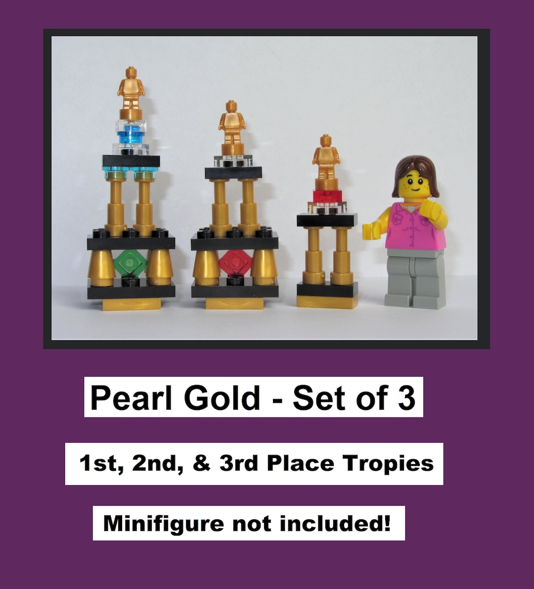 Mini Custom Trophy Set Pearl Gold Minifigure Award Prize Sport Event ...