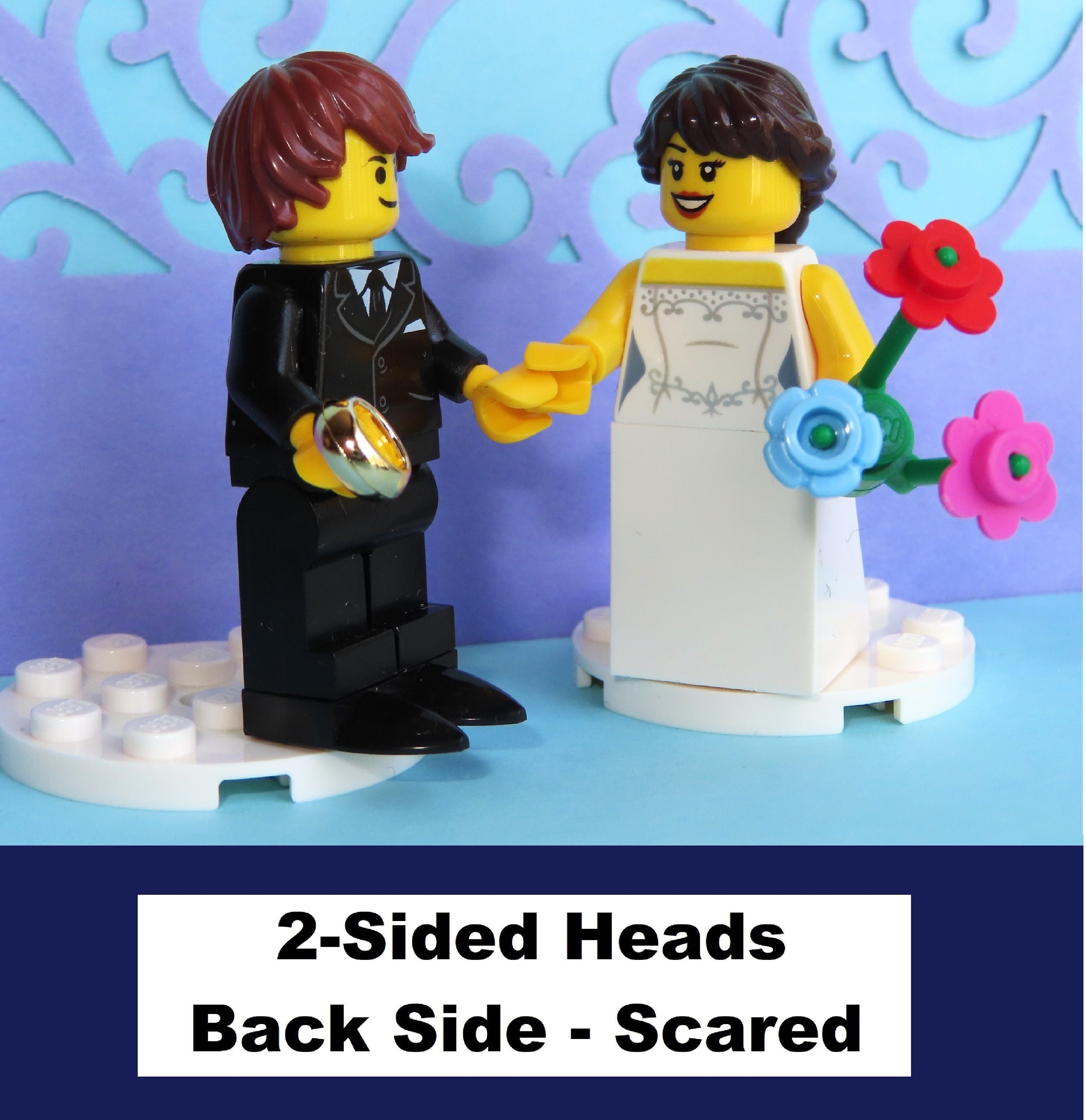 Custom 2-sided Head Funny Scared or Smile Bride & Groom - Etsy