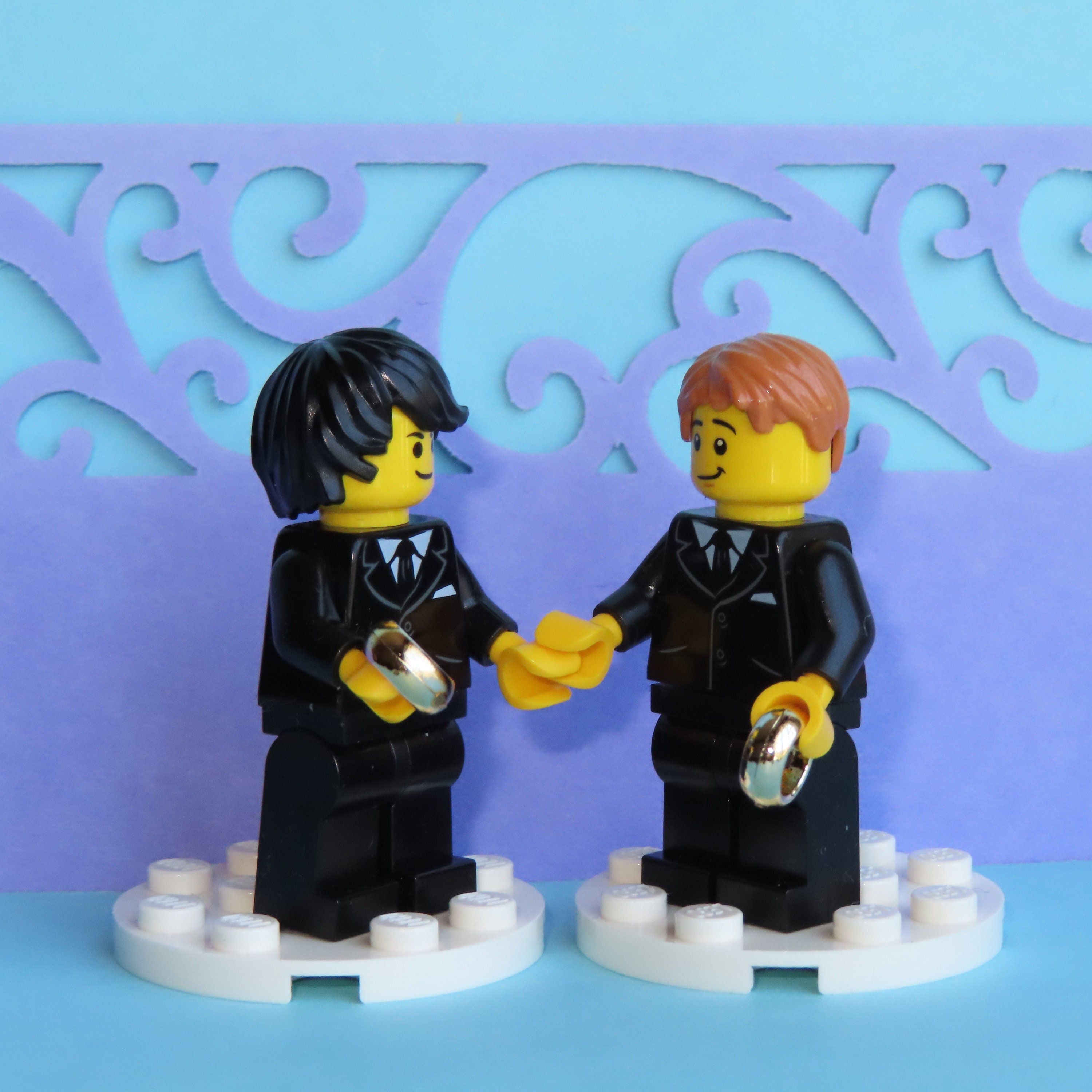 Funny Scared Choose Hair Color Two Grooms, Gay Wedding, 2-sided Head ...