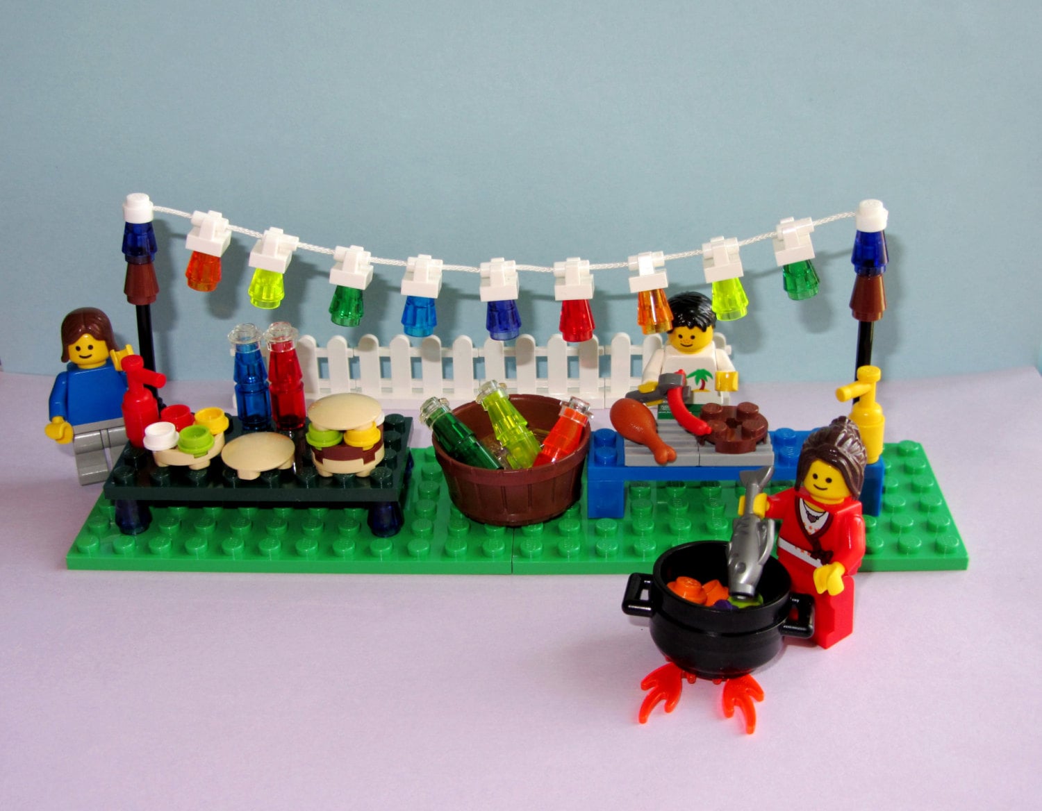 Miniature Barbecue Set With String of Colored Lights Food - Etsy