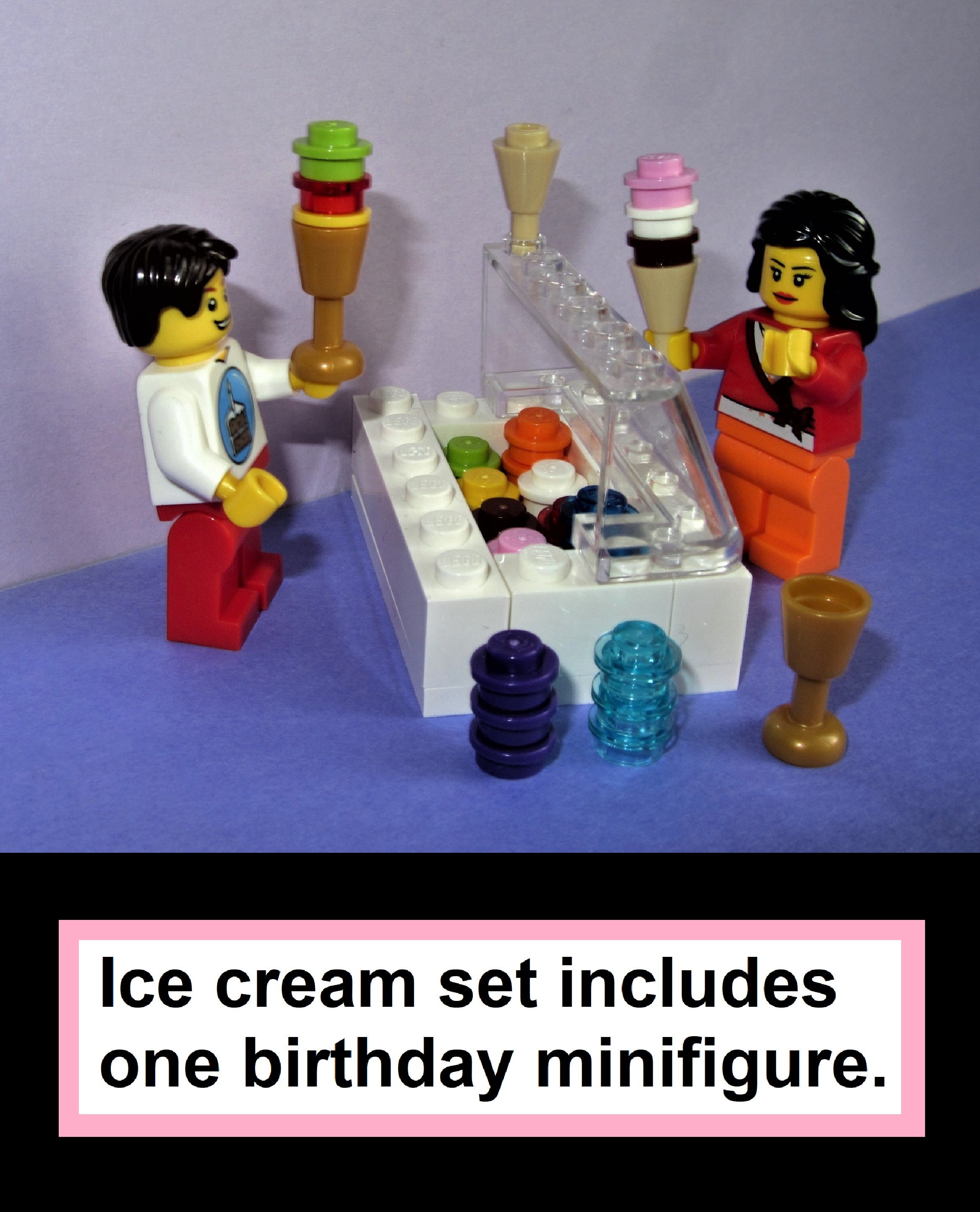 Custom Birthday Girl or Boy Ice Cream Set: Minifigure, Cake Topper ...