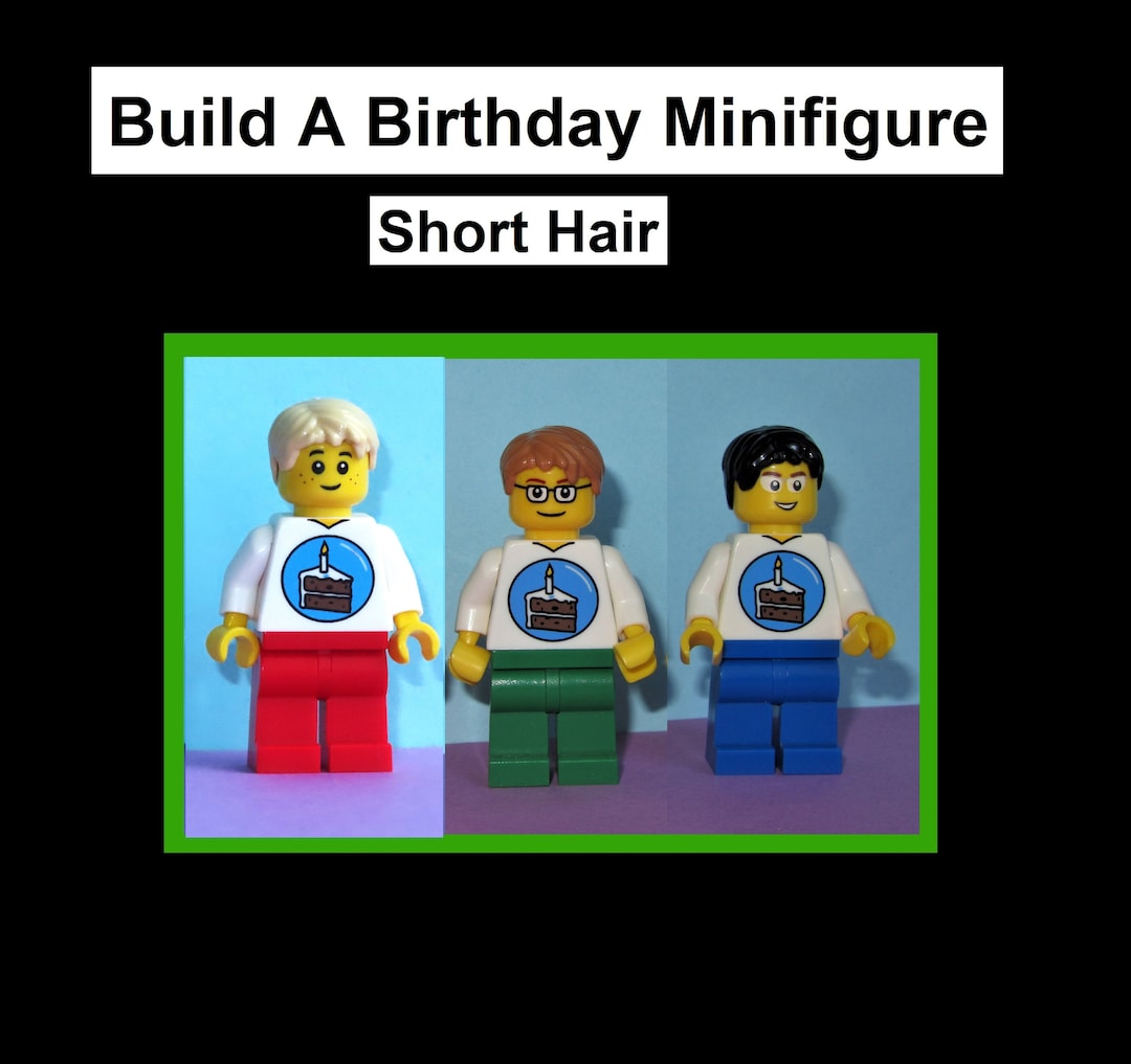Custom Build One Birthday Minifigure - Choose Short Hair Color, Face ...