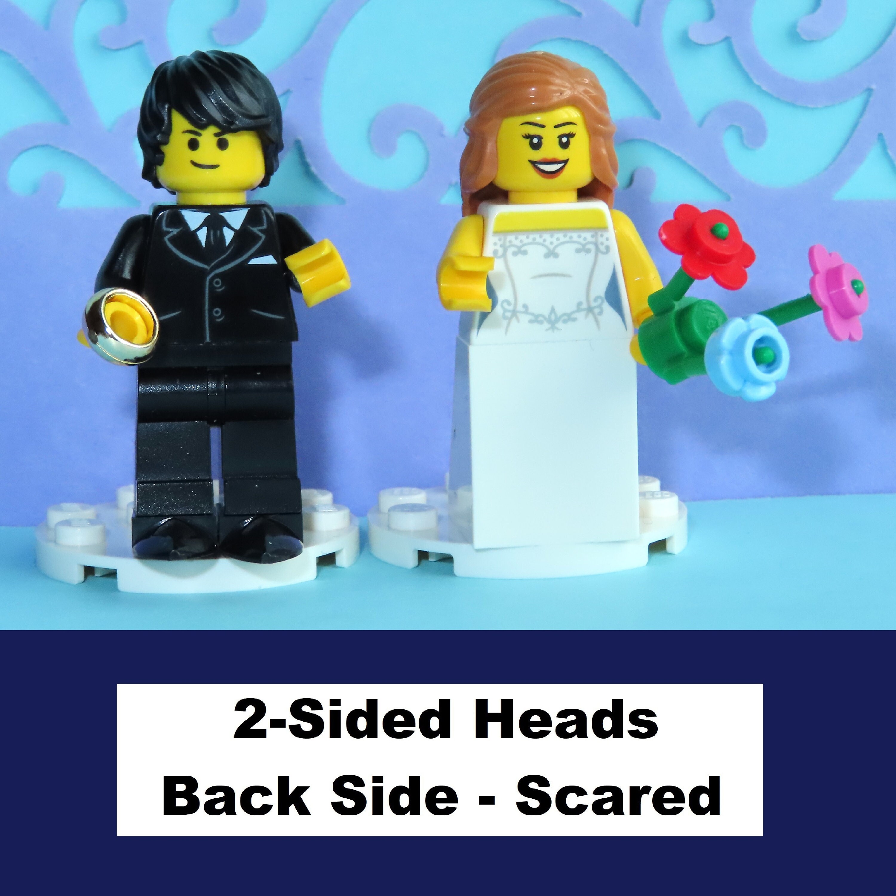Custom 2-sided Head Funny Scared or Smile Bride & Groom - Etsy