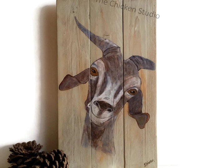 Goat Art, Goat Sign, Farmhouse Decor, Farm Art, Goat Decor, Farm Animal ...