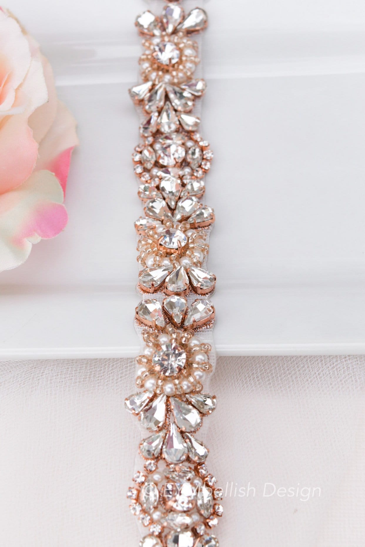 Full Length Rose Gold Pearl Bridal Belt All the Way Around | Etsy