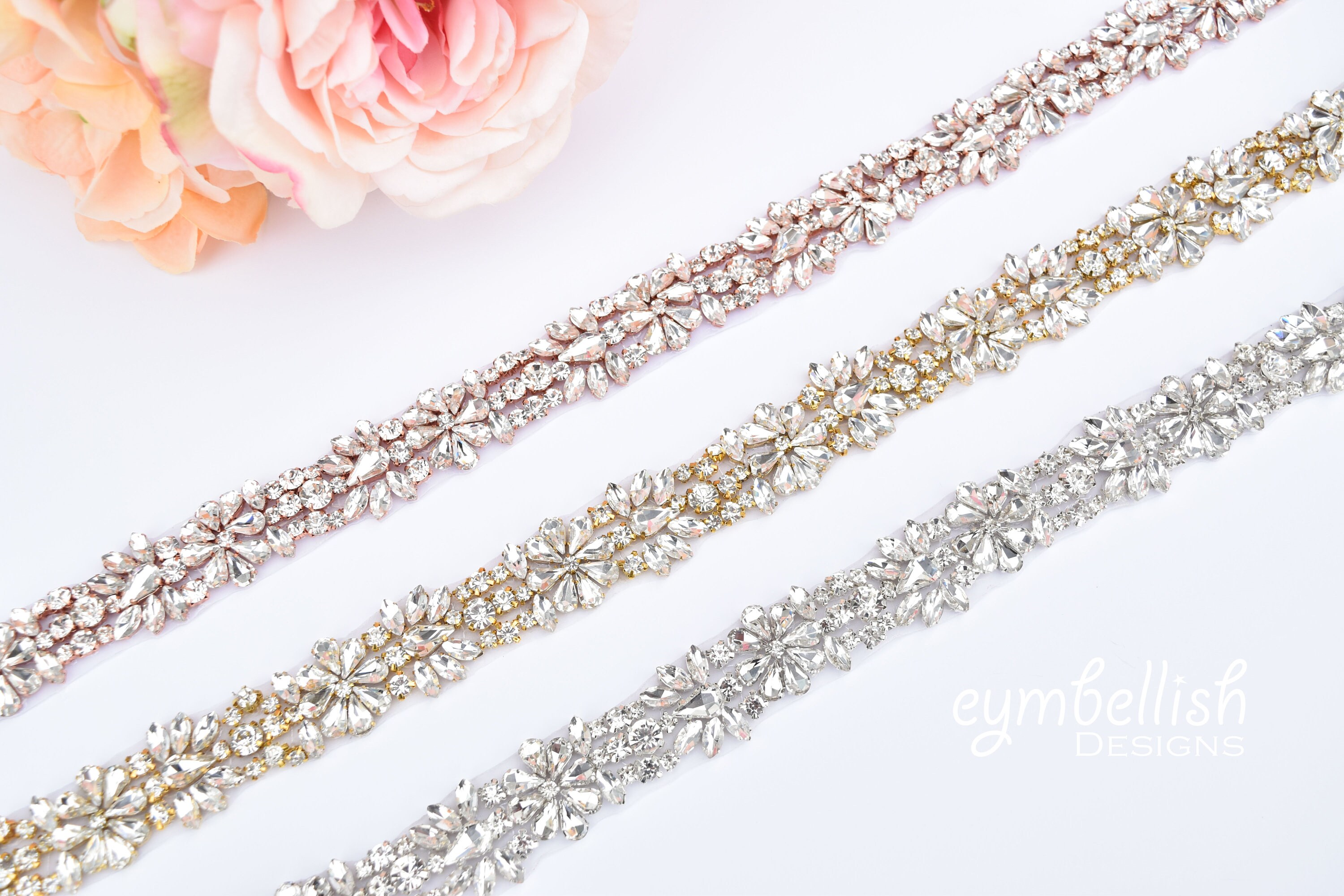 Full Length Gold Rhinestone Bridal Belt All the Way Around - Etsy