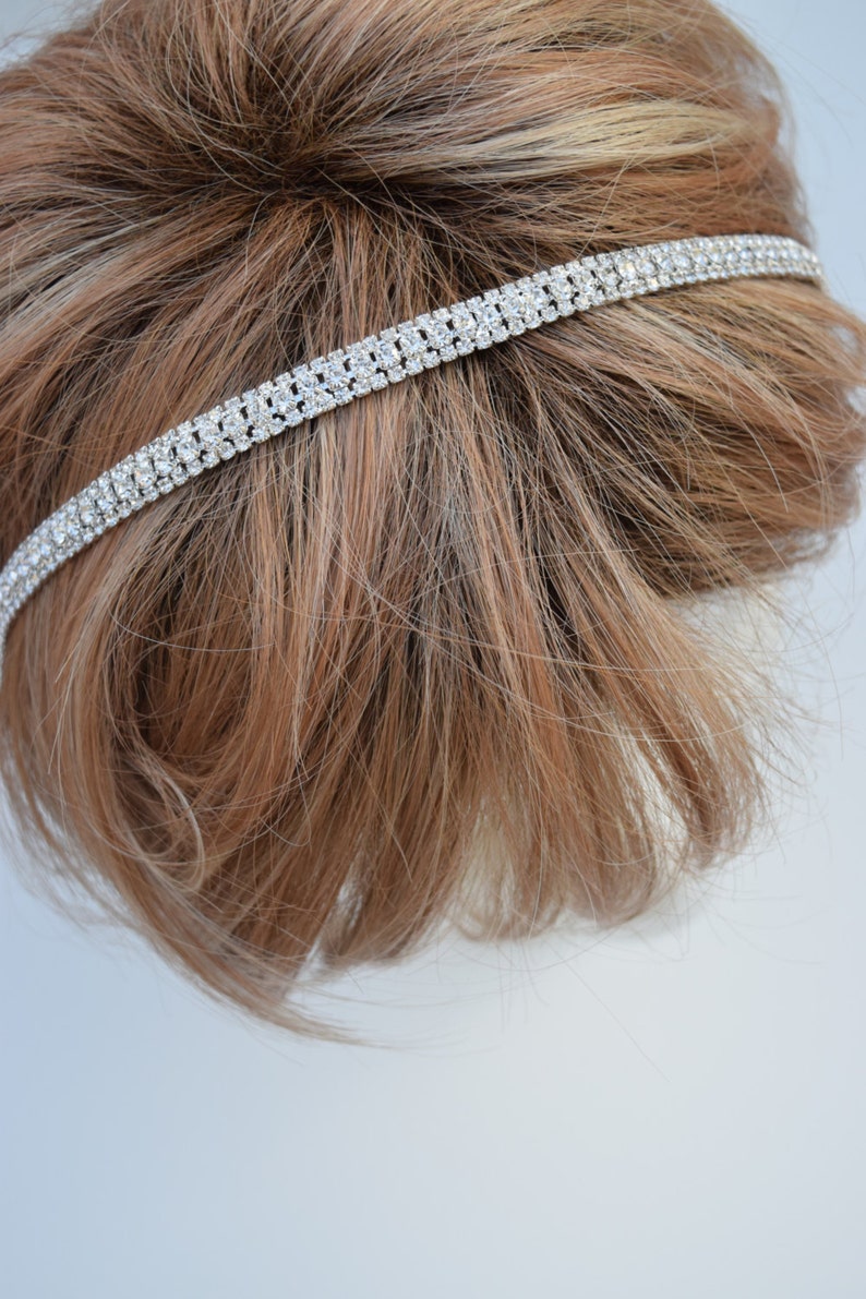 Thin Crystal Rhinestone Headband Rhinestone Hair Band Etsy