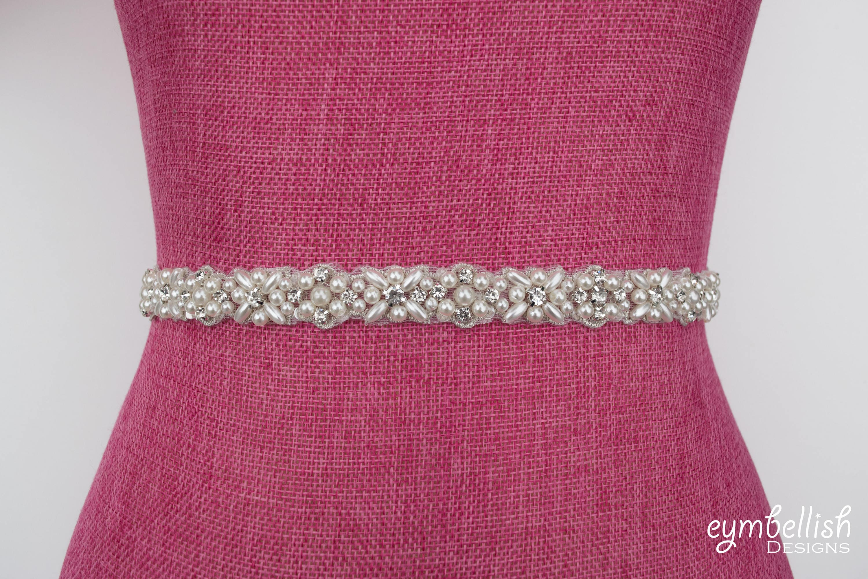 Full Length Pearl and Crystal Rhinestone Bridal Belt- All the Way ...