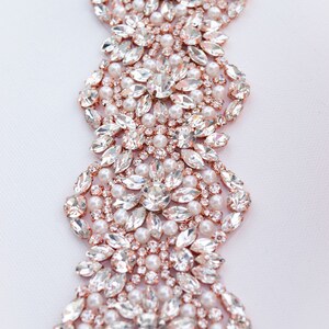 Rose Gold Bridal Belt- Champagne Wedding Belt- Bridal Sash- Pearl and ...