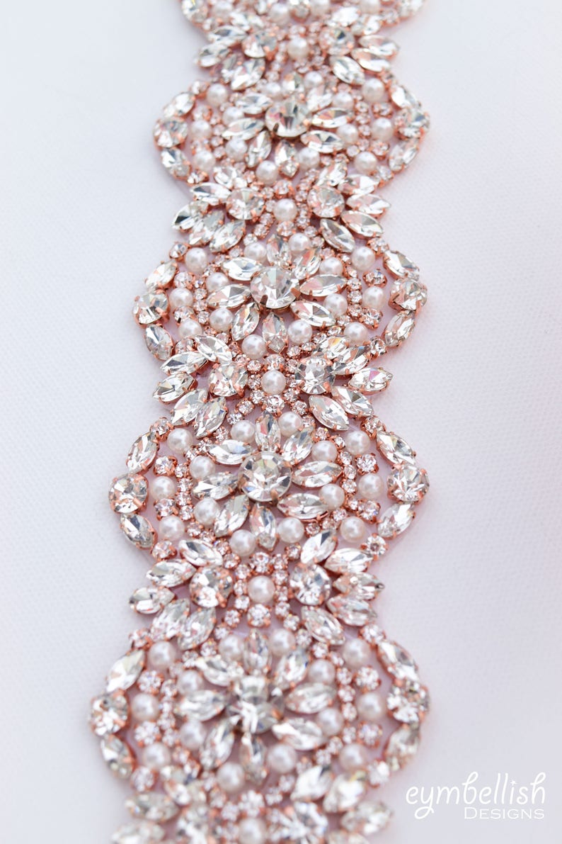 Rose Gold Bridal Belt- Champagne Wedding Belt- Bridal Sash- Pearl and ...