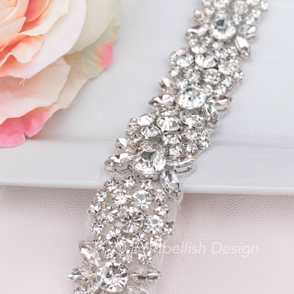 Full Length Crystal Rhinestone Bridal Belt Rose Gold Bridal | Etsy