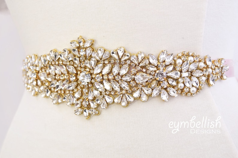 Gold Bridal Belt Gold Rhinestone Sash-rhinestone Belts and - Etsy