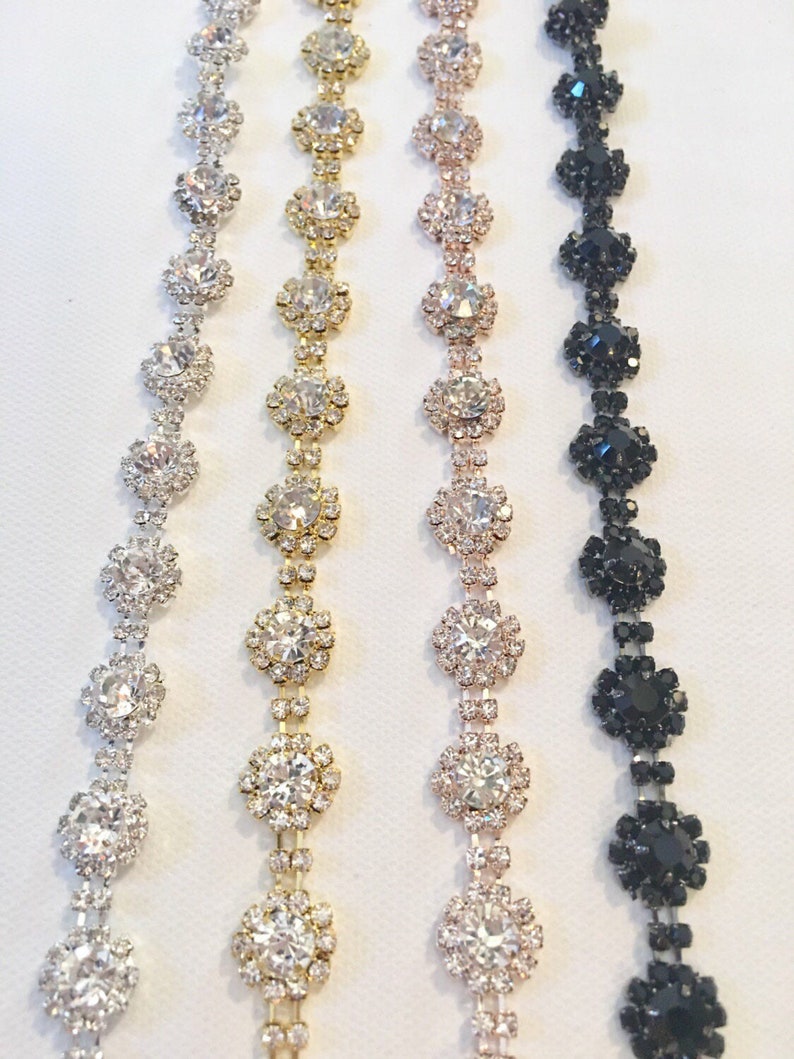 Thin Rose Gold Crystal Rhinestone Belt With Clasp Hook Bridal Etsy