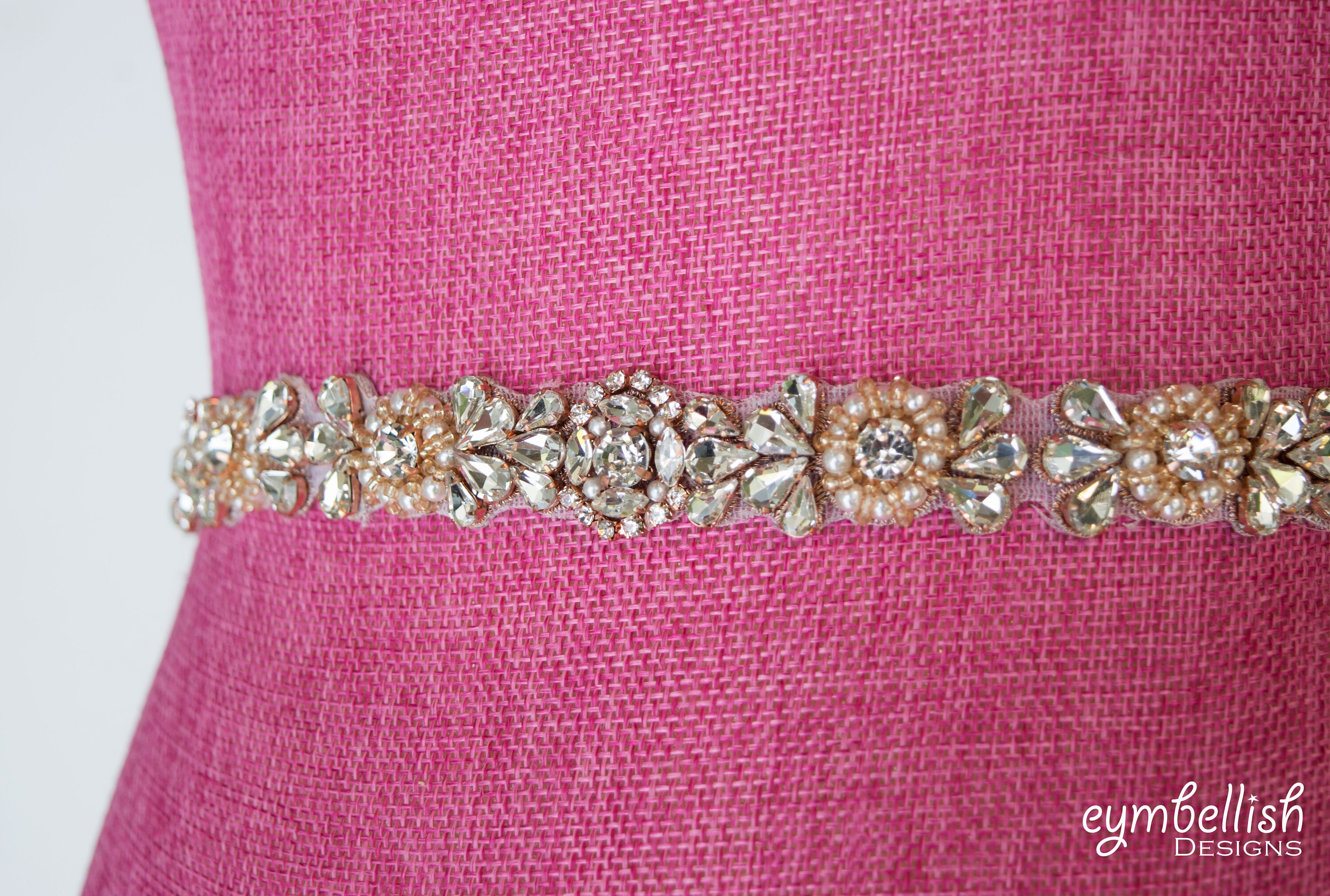 Gold Full Length Rhinestone Bridal Belt- All the Way Around With Clasp ...