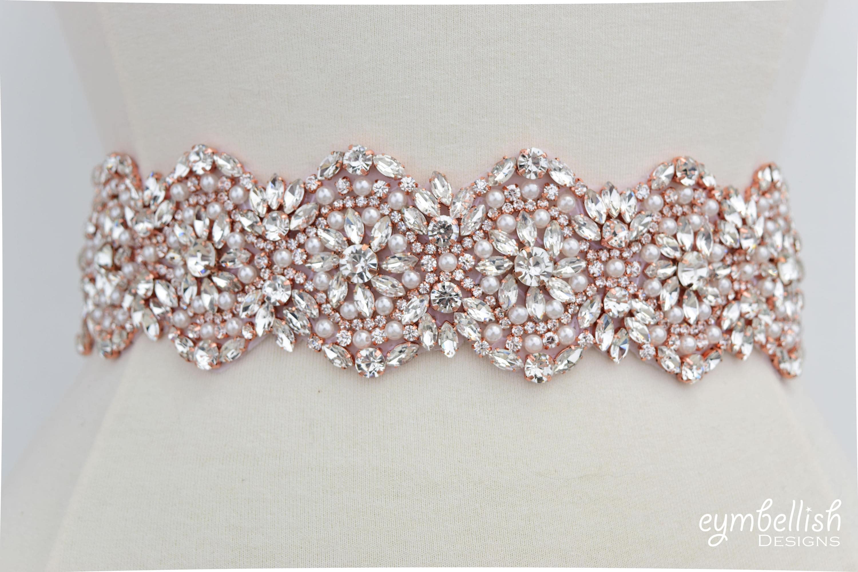 Rose Gold Bridal Belt- Champagne Wedding Belt- Bridal Sash- Pearl and ...