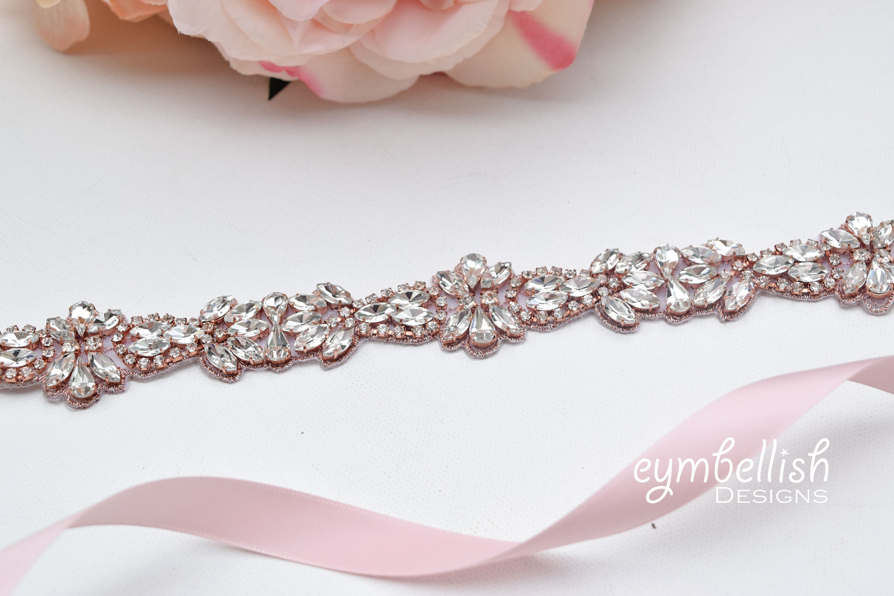 Bridal Belt Rhinestone Wedding Belt Rose Gold Bridal Sash | Etsy
