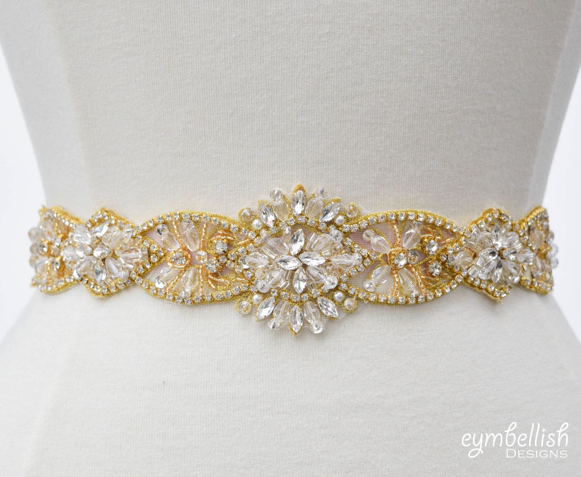 Custom Gold Bridal Belt with clasp gold wedding dress Belt | Etsy