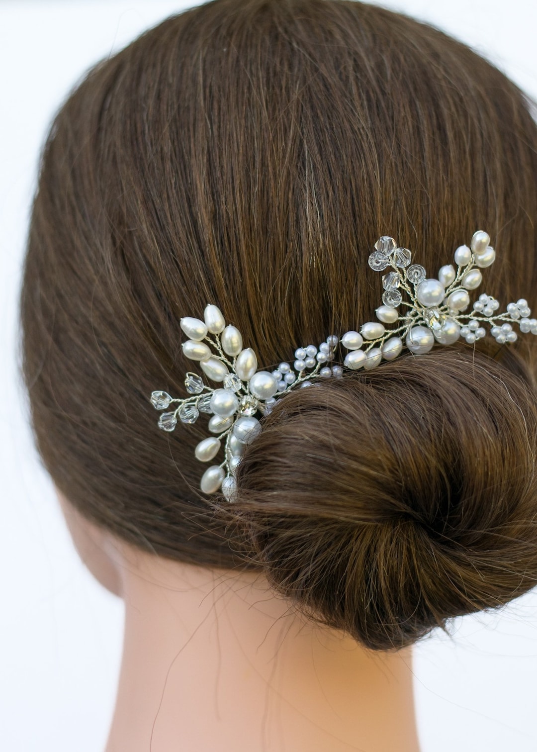 Pearl Hair Pins: Silver Wedding Hair Accessory (2/pc) - Etsy