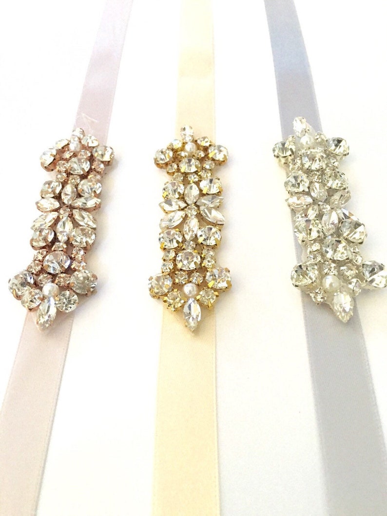 Bridesmaids Belt Flower Girl Sash Rhinestone Belt thin | Etsy