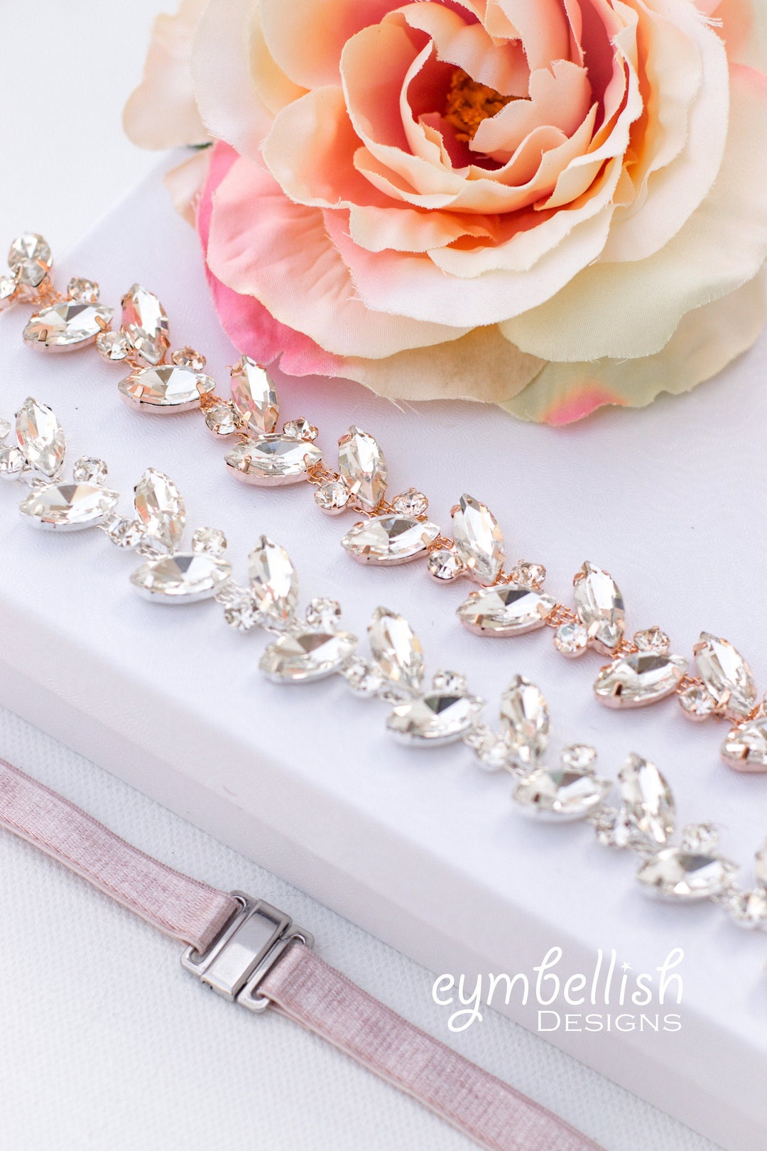 Bridal Belt With Elastic Clasp, Fitted Rhinestone Bridal Sash, Crystal ...