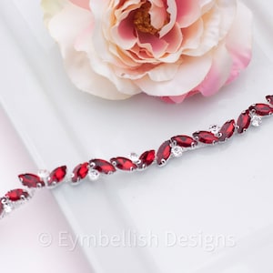 Red Bridal Belt- Rhinestone Bridal Belt in Red- Ruby Bridesmaids Belt ...