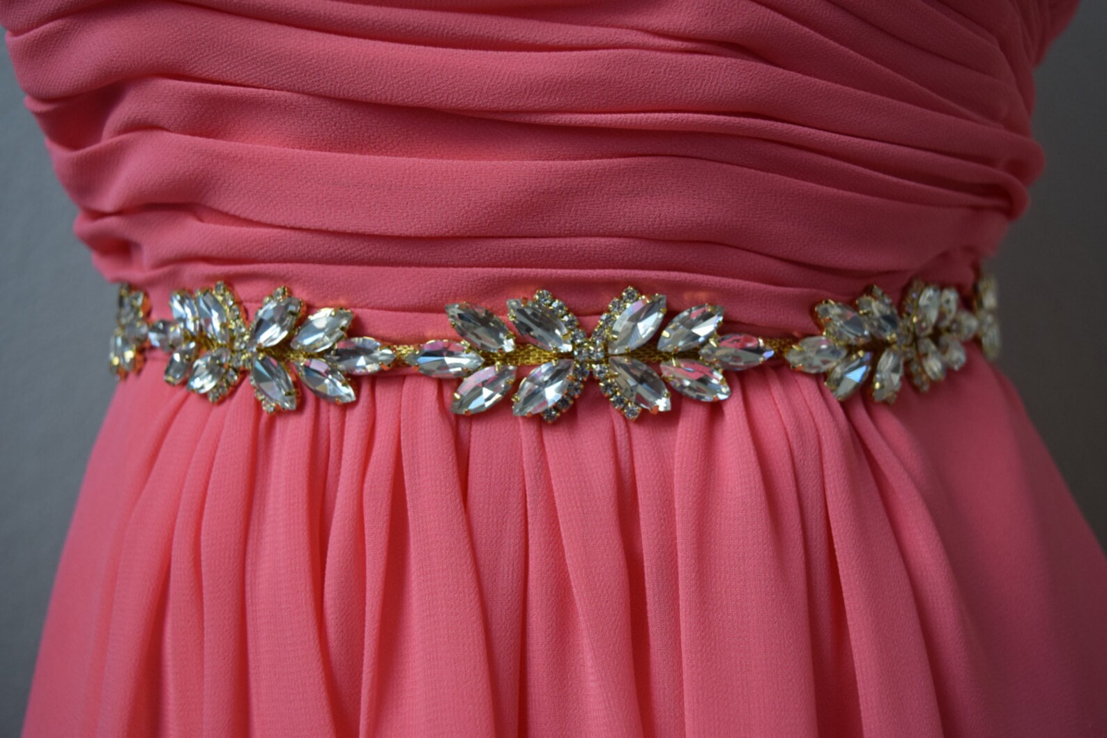 Thin Gold Rhinestone Belt Bridal Belt Gold Bridesmaid Belt - Etsy