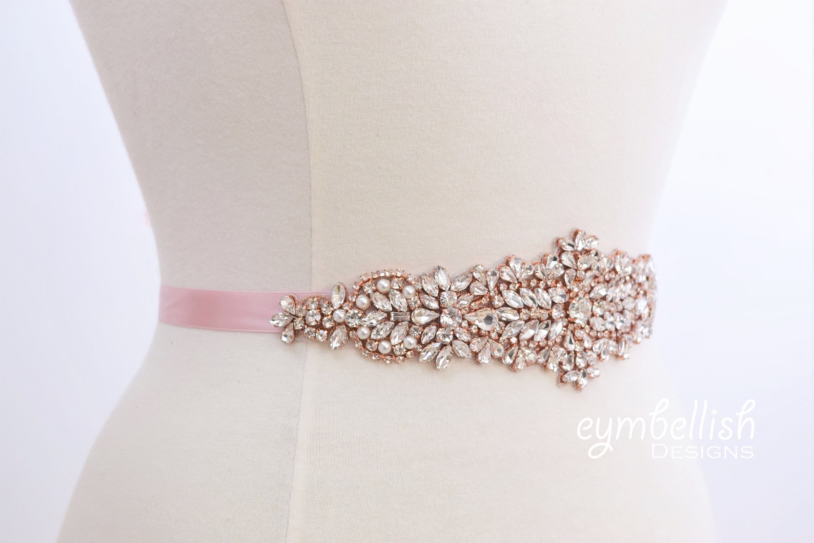Rose Gold Bridal Belt-rose Gold Rhinestone Sash-rhinestone - Etsy