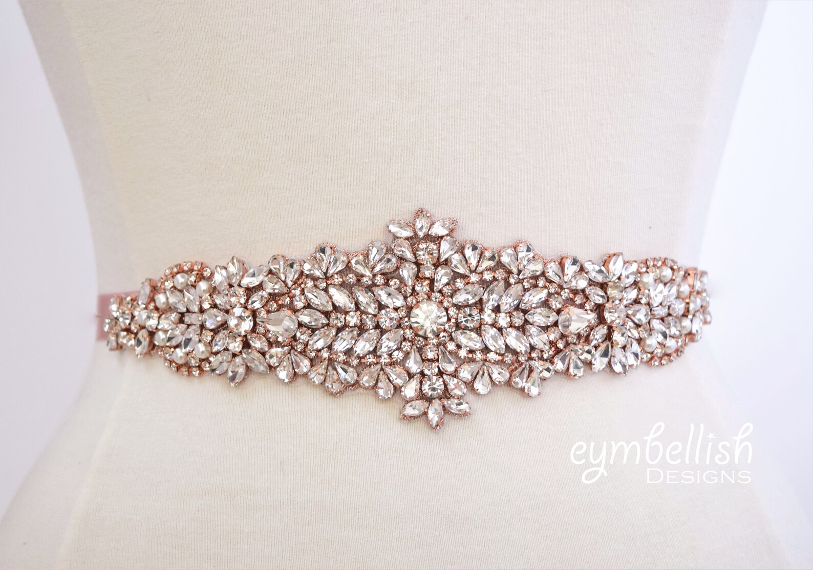 Rose Gold Bridal Belt-rose Gold Rhinestone Sash-rhinestone - Etsy