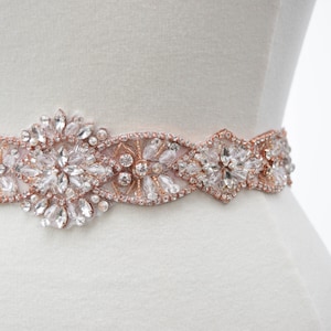Full Length Rose Gold Belt With Clasp- Rose Gold Bridal Belt- Champagne ...