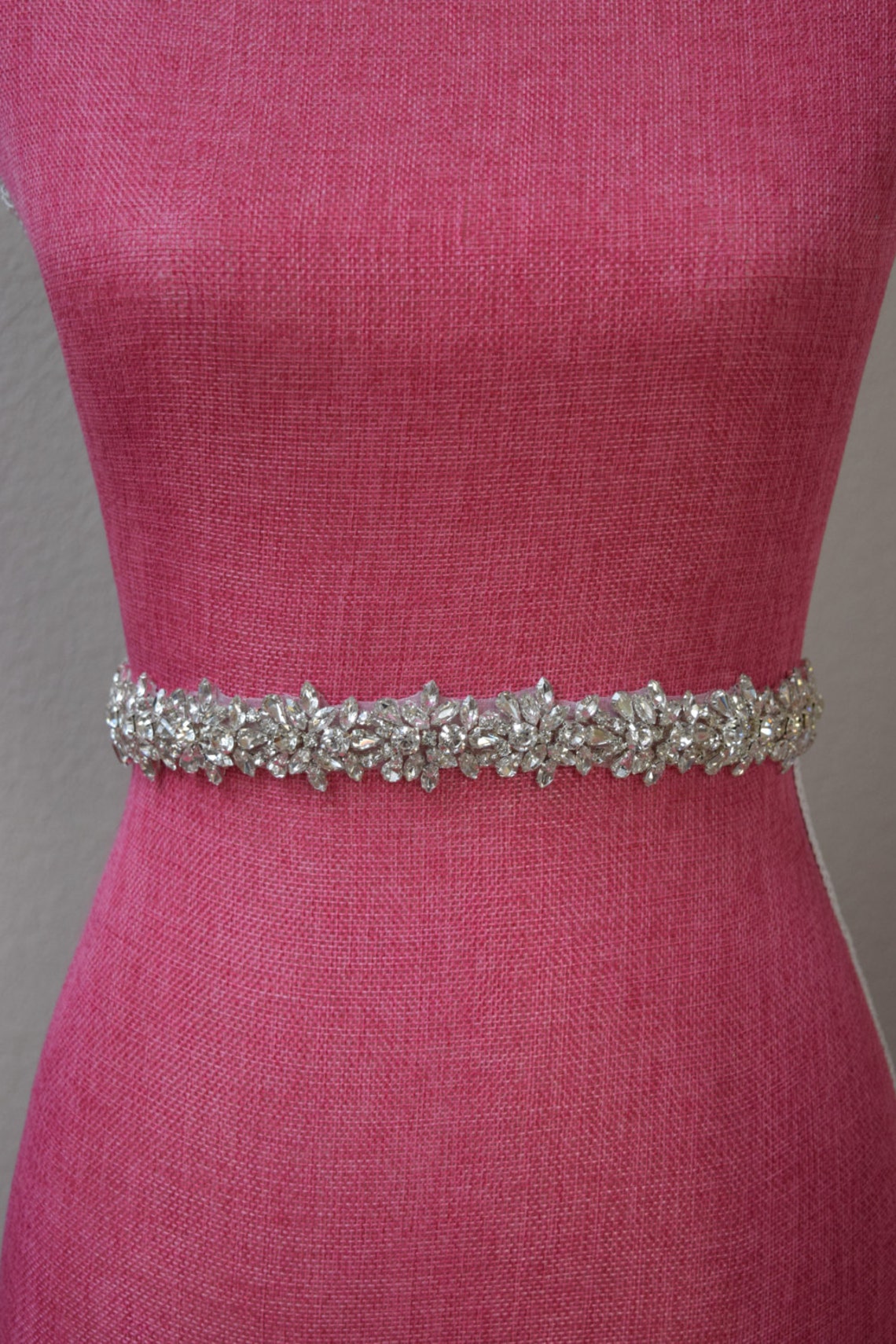 Rhinestone Bridal Belt- Embellished Belt With Ribbon Sash - Bridal Sash ...