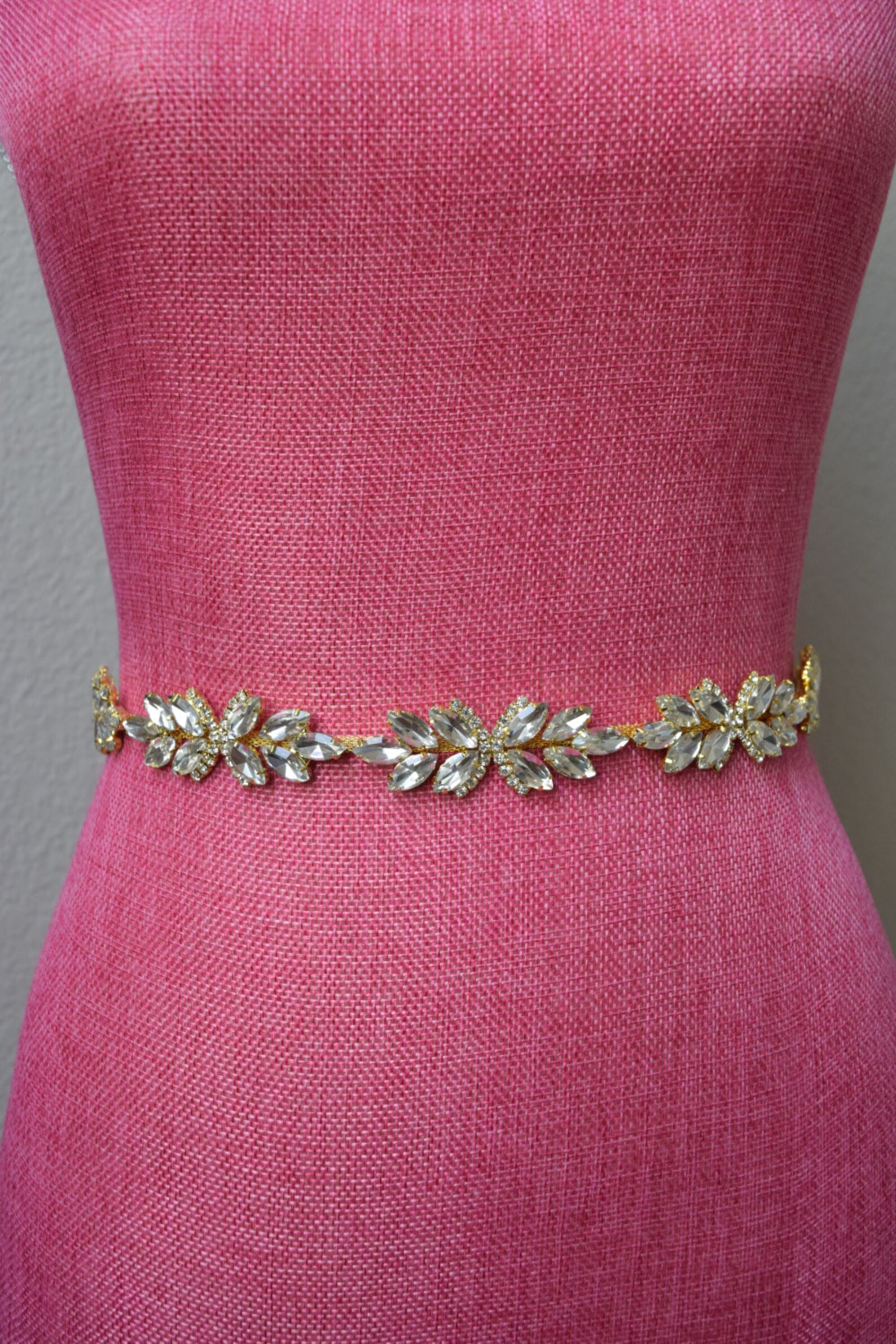 Thin Gold Rhinestone Belt Bridal Belt Gold Bridesmaid Belt - Etsy