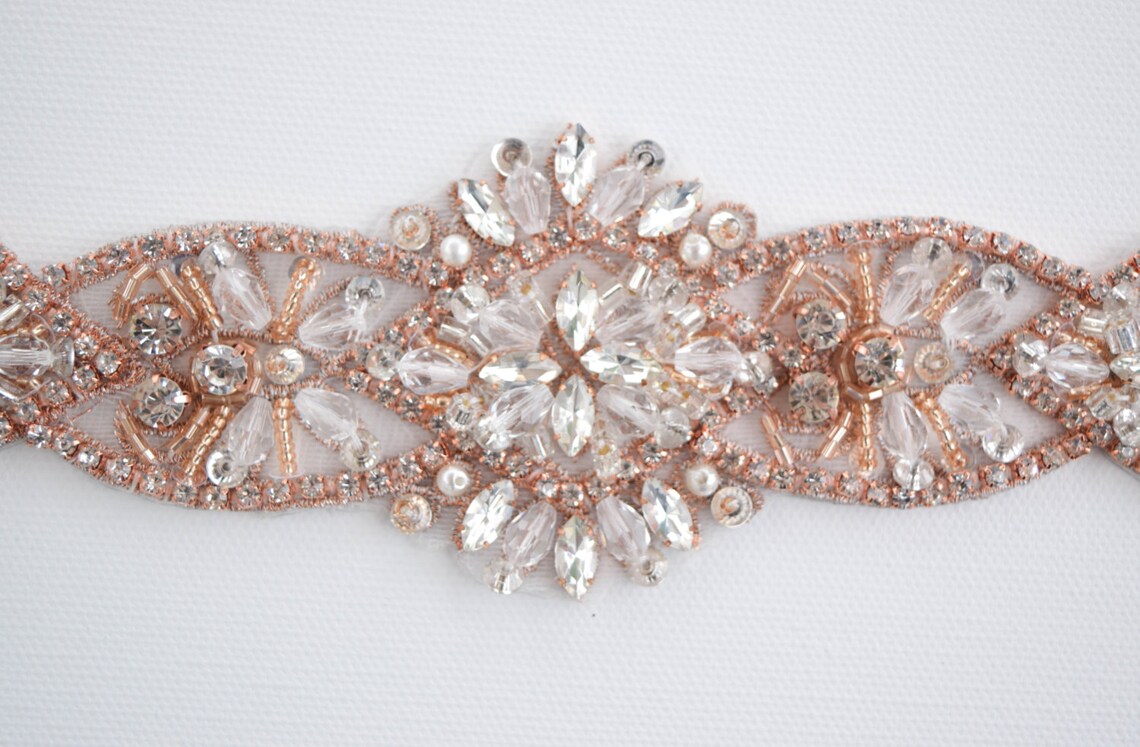 Rose Gold Rhinestone Belt With Clasp- Rose Gold Bridal Belt ...