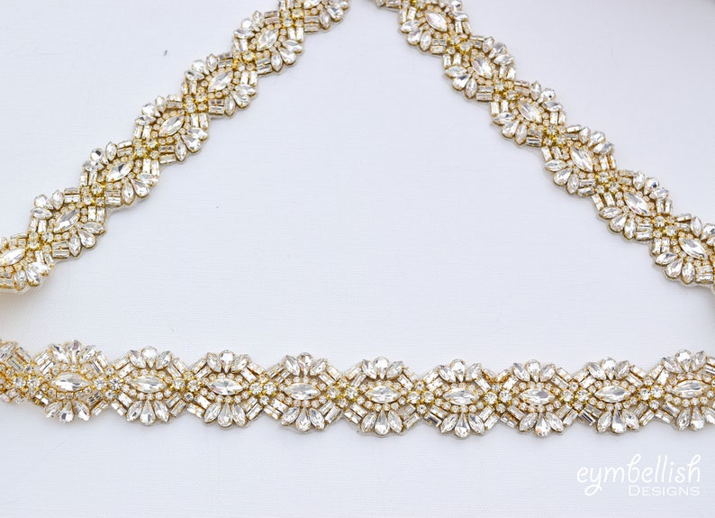 Full Length Gold Crystal Rhinestone Bridal Belt- Bridal Belt With Clasp ...