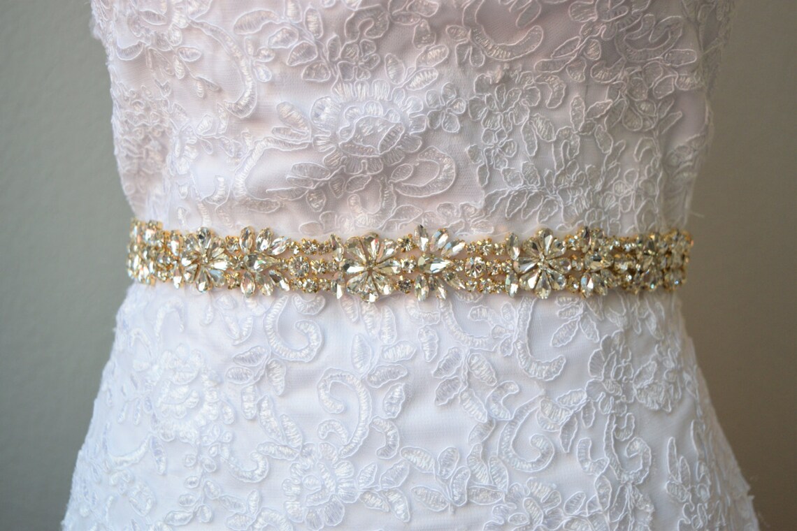 Full Length Gold Rhinestone Bridal Belt All the Way Around | Etsy