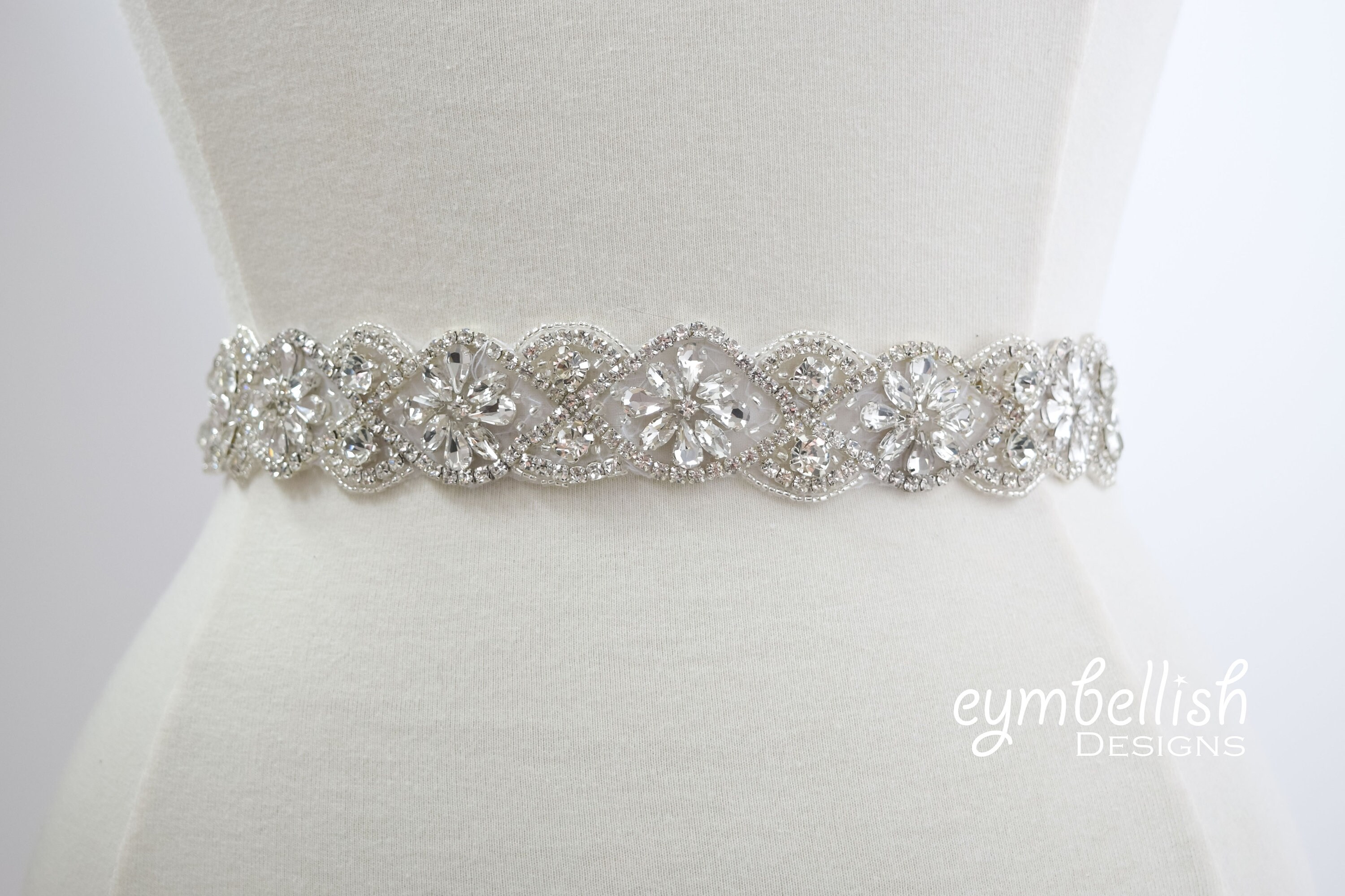Custom Full Length Crystal Rhinestone Bridal Belt Wedding | Etsy