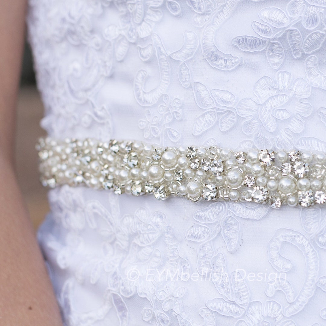 Crystal Rhinestone Pearl Bridal Belt With Clasp - Etsy