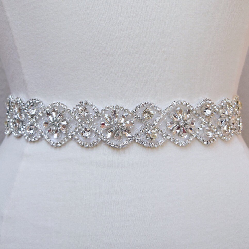 Custom Full Length Crystal Rhinestone Bridal Belt Wedding - Etsy