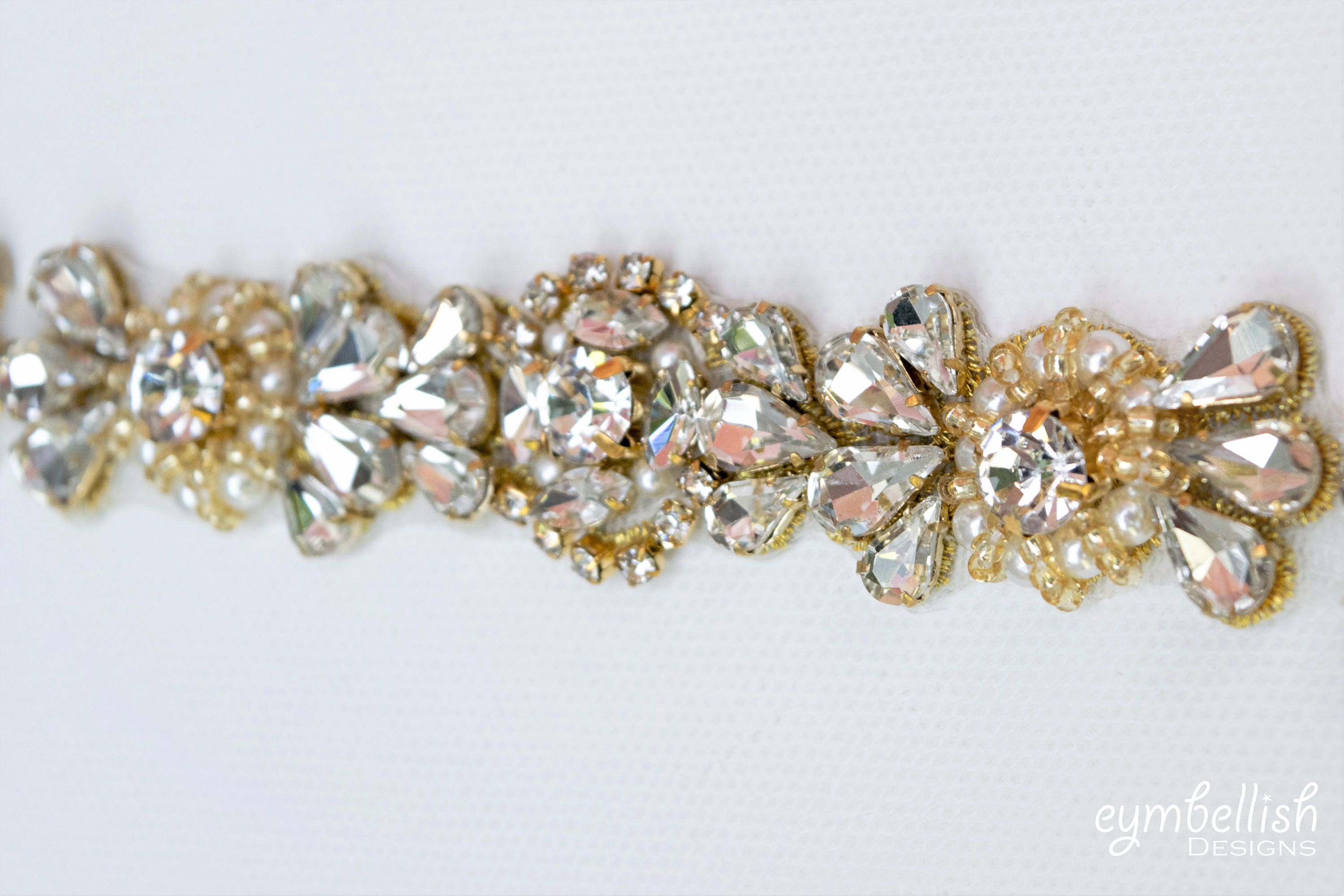 Gold Full Length Rhinestone Bridal Belt- All the Way Around With Clasp ...