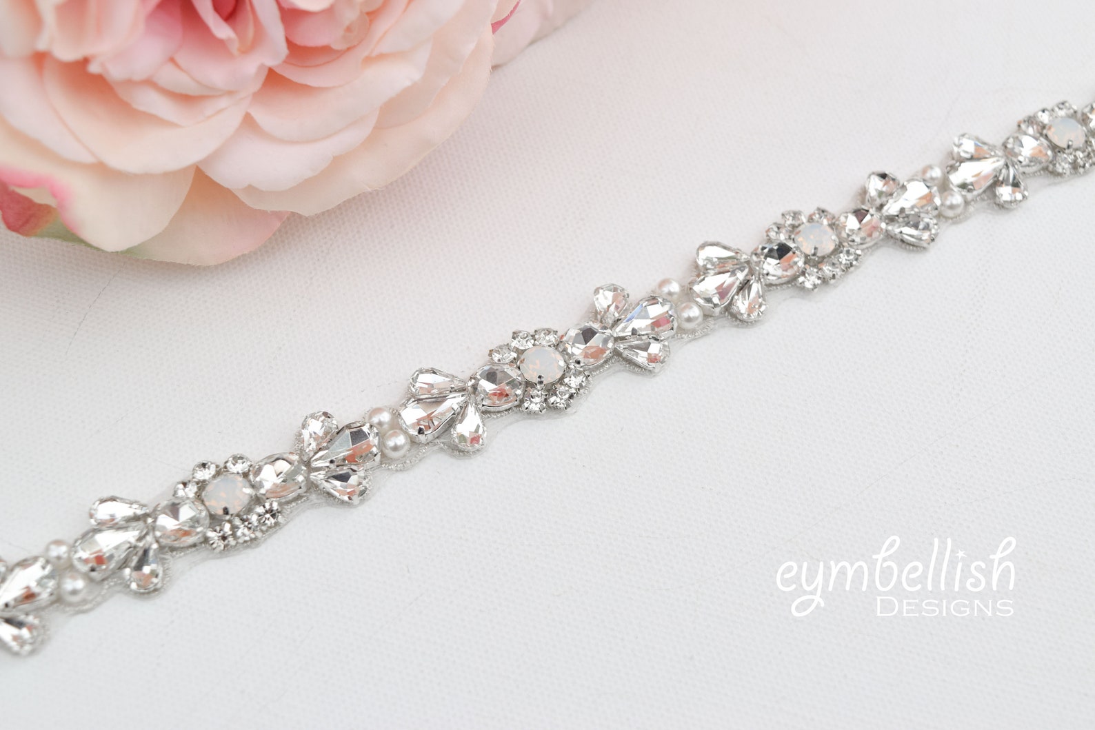 Opal Bridal Belt With Elastic Clasp, Fitted Bridal Sash, Wedding Belt ...