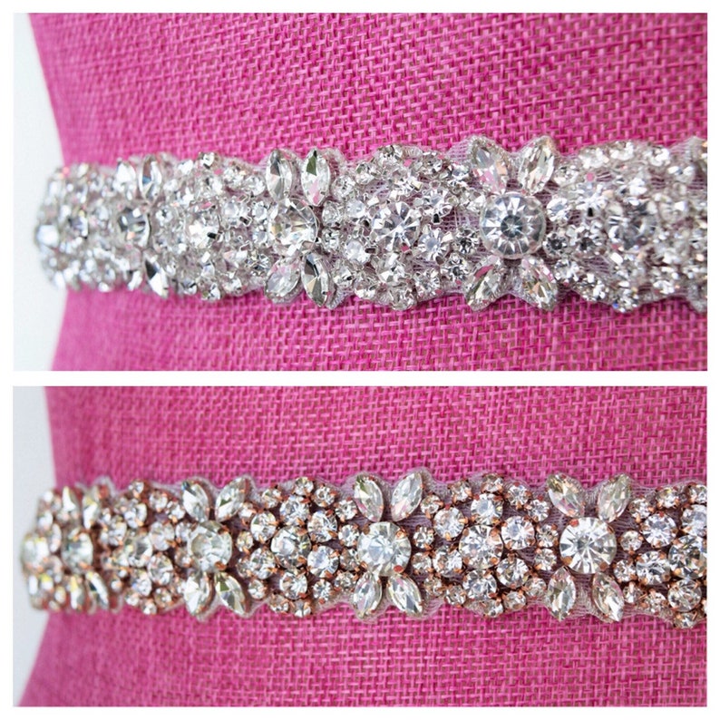 Full Length Rose Gold Crystal Bridal Belt- Bridal Belt With Clasp- All ...