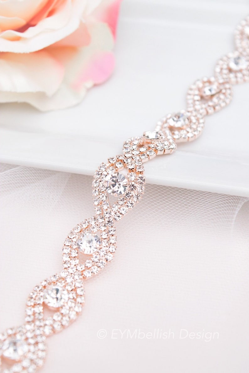 Rose Gold Bridal Belt With Clasp Closure-thin Rhinestone Bridal Belt ...