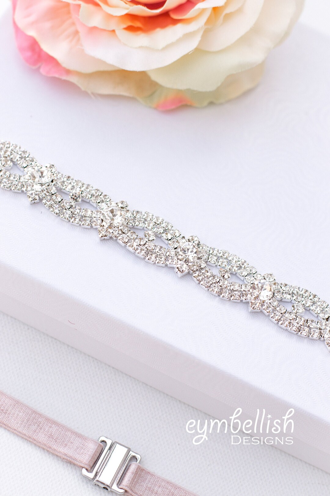 Bridal Belt With Elastic Clasp, Fitted Rhinestone Bridal Sash, Crystal ...