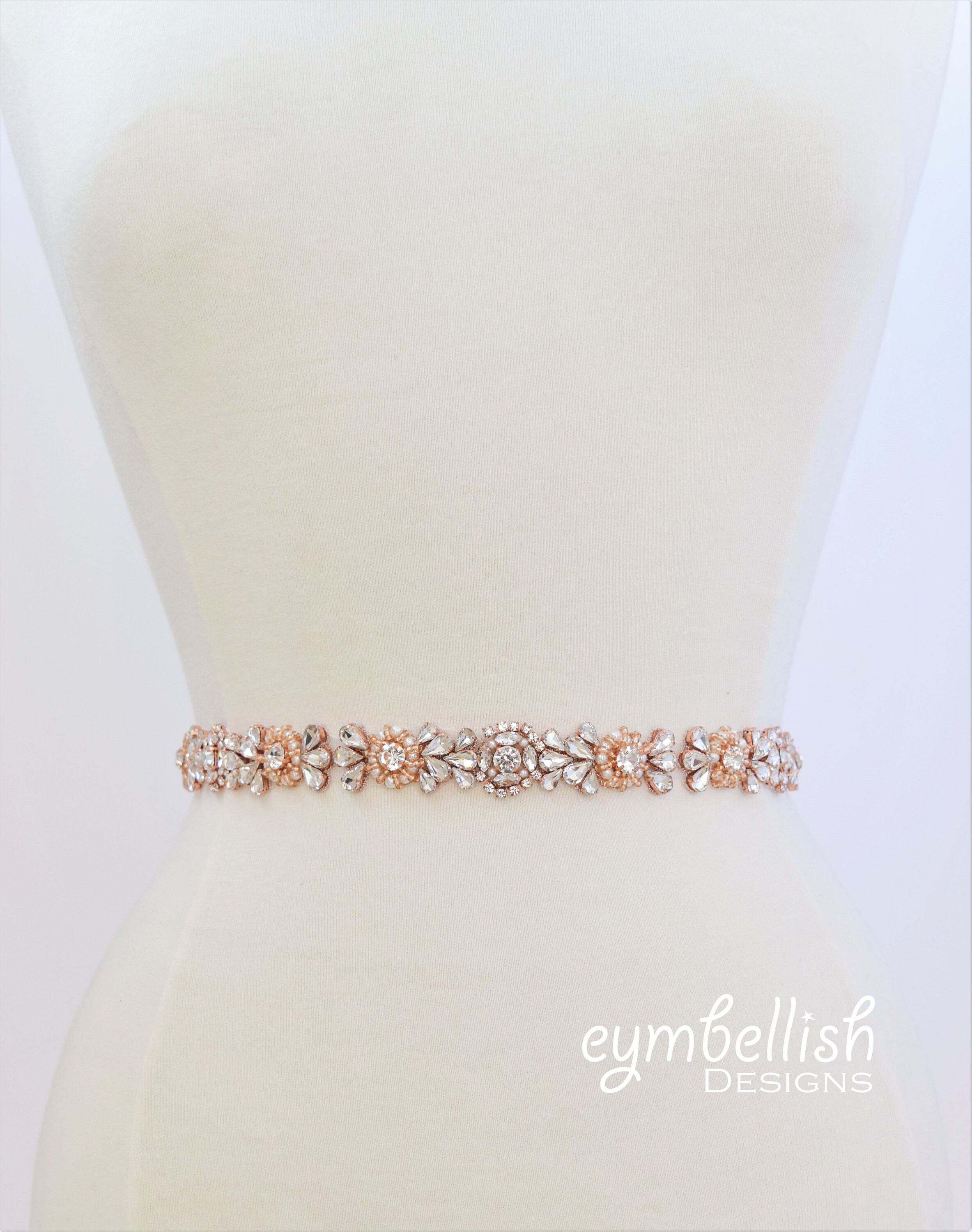 Full Length Rose Gold Pearl Bridal Belt All the Way Around | Etsy