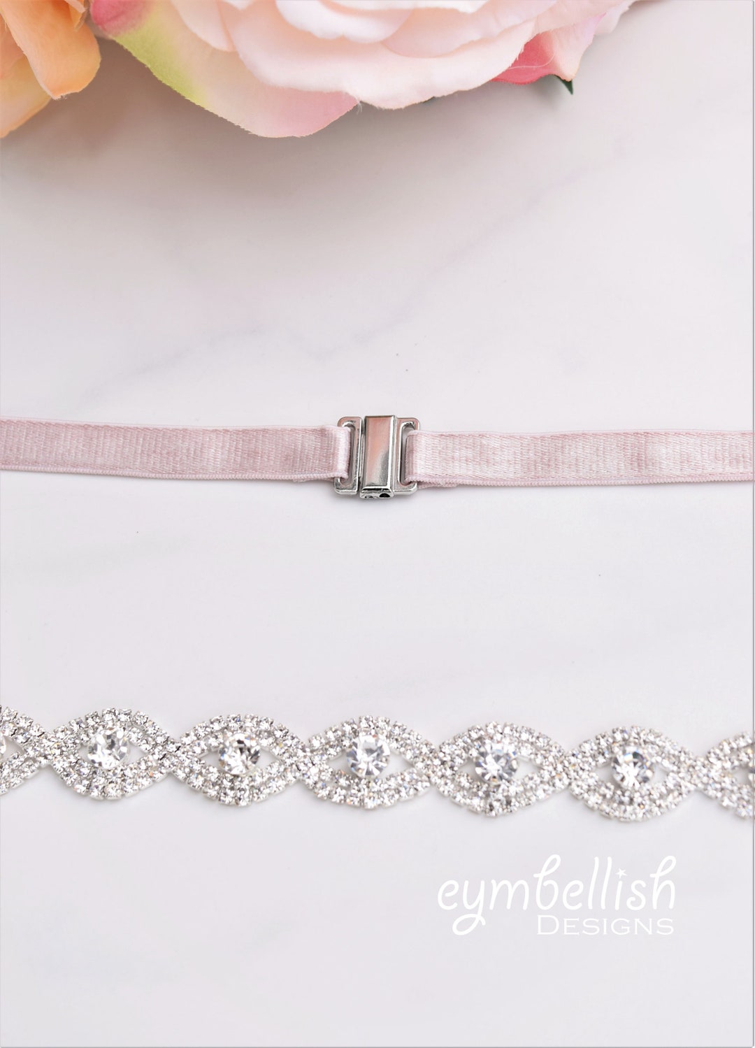 Clasp Back Thin Bridal Belt With Elastic Clasp, Fitted Bridal Sash ...