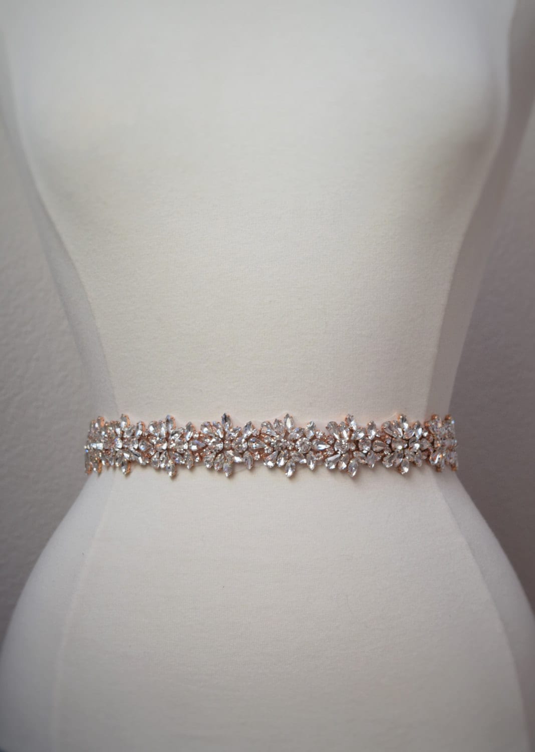 Full Length Rose Gold Rhinestone Bridal Belt- All the Way Around ...