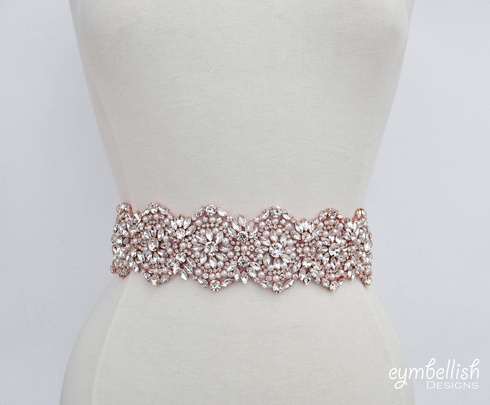 Rose Gold Bridal Belt- Champagne Wedding Belt- Bridal Sash- Pearl and ...