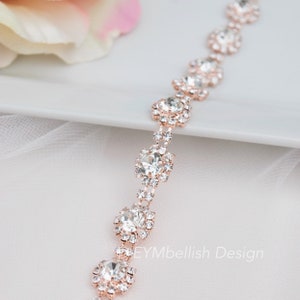 Thin Rose Gold Crystal Rhinestone Belt- Bridal Belt or Rose Gold ...
