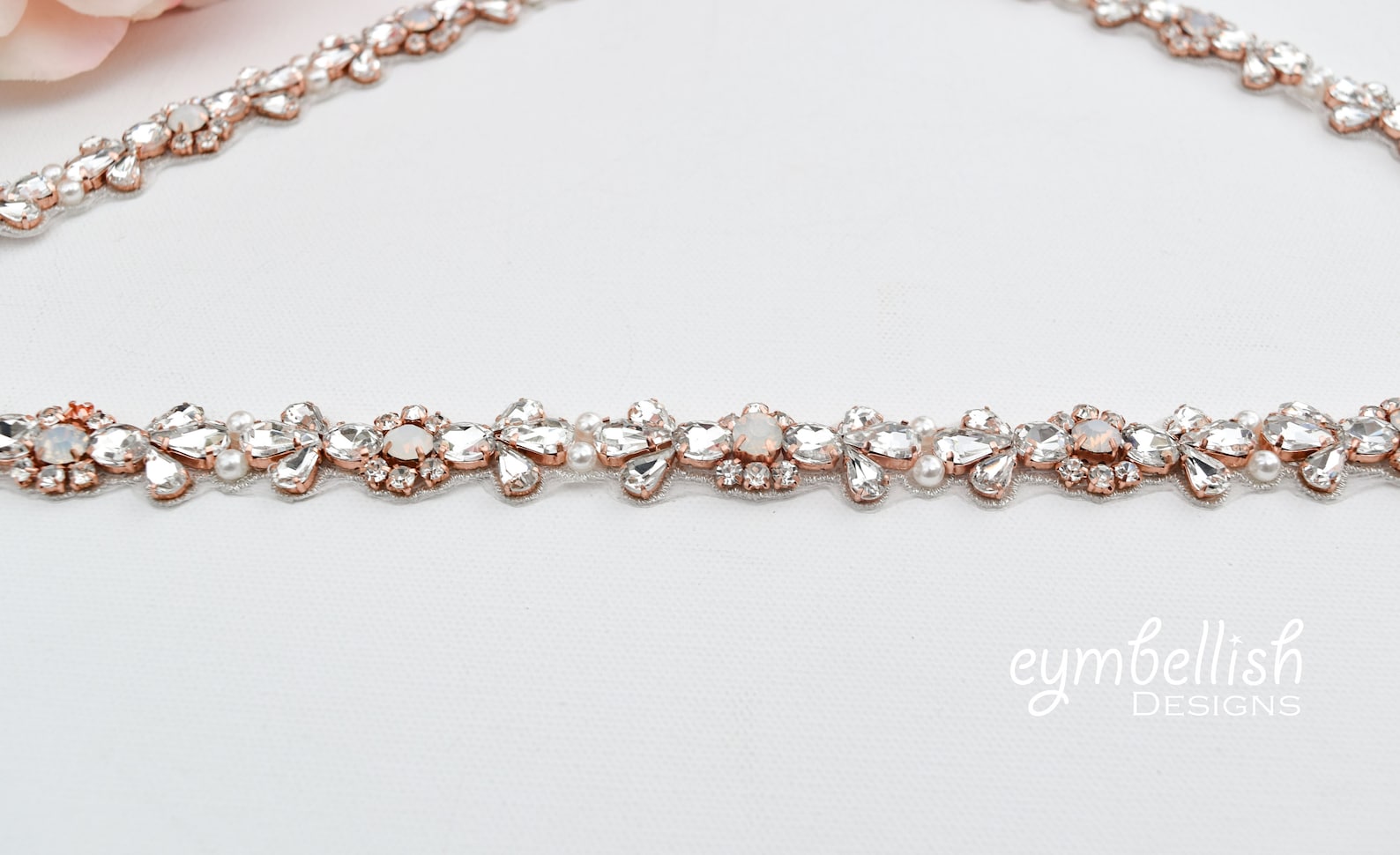 Rose Gold Opal Bridal Belt With Clasp thin Rhinestone Wedding - Etsy