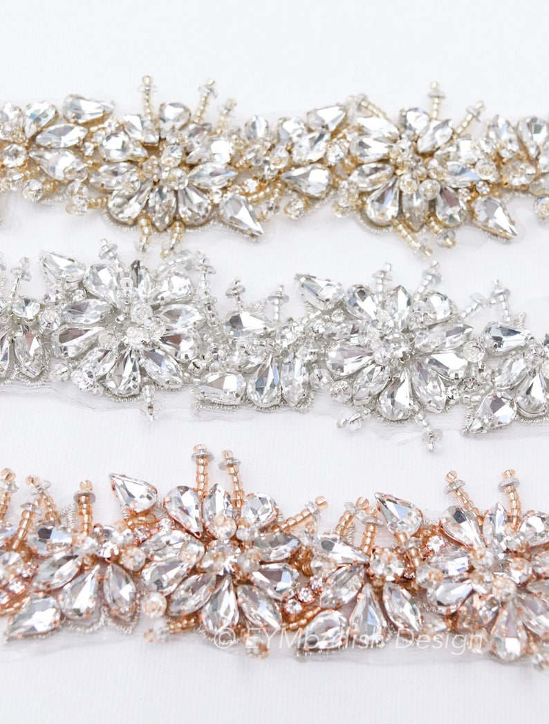 Full Length Rose Gold Rhinestone Bridal Belt- All the Way Around ...