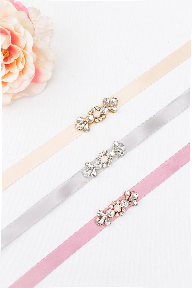 Bridesmaids Belt Flower Girl Sash Rhinestone Belt thin | Etsy